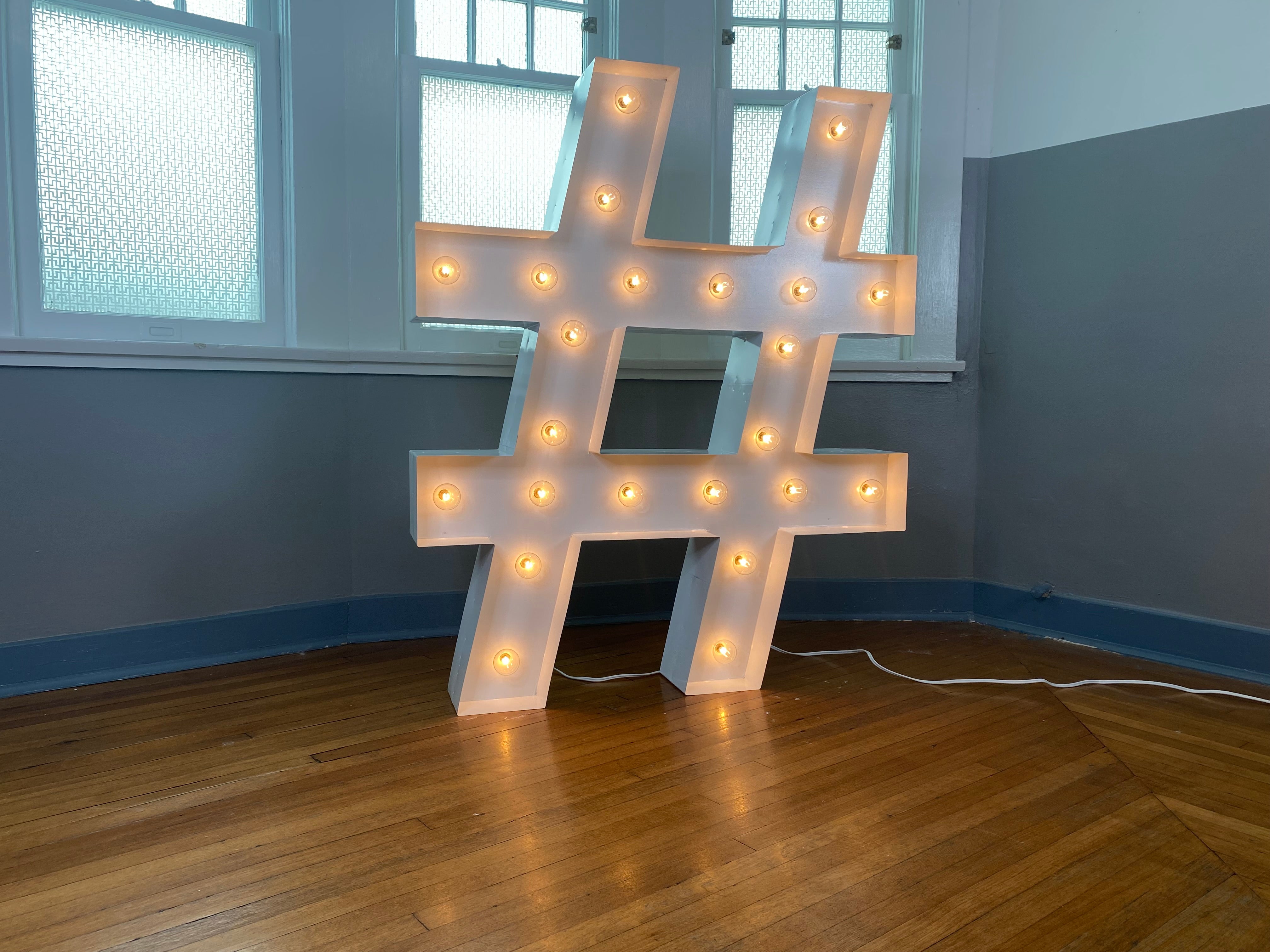 Giant Light Up Hashtag | Giant 5ft tall Hashtag Marquee Shape Symbol ...